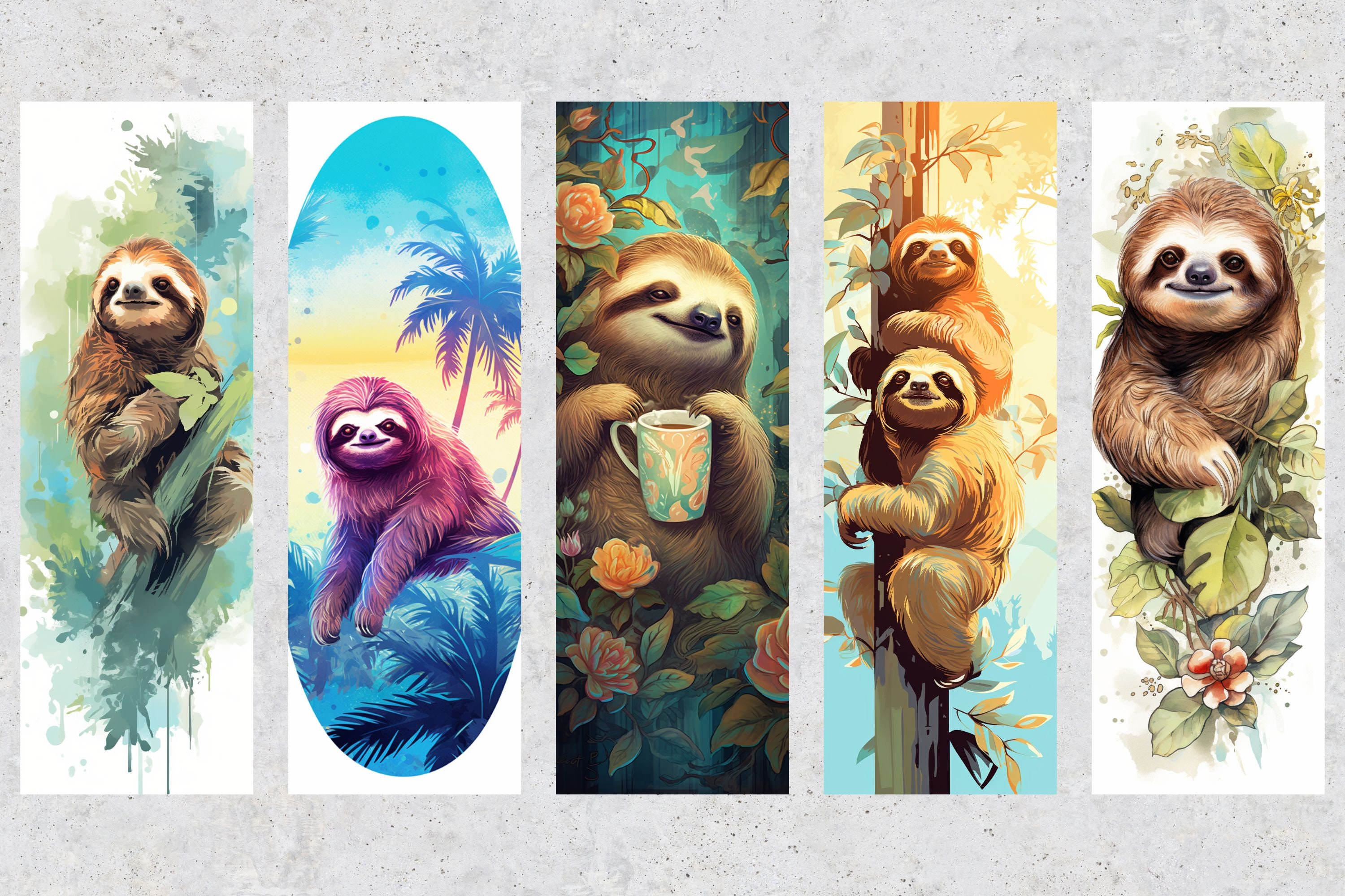 40 Cute Sloths Printable Bookmarks, Sloths Digital Download Bookmark ...