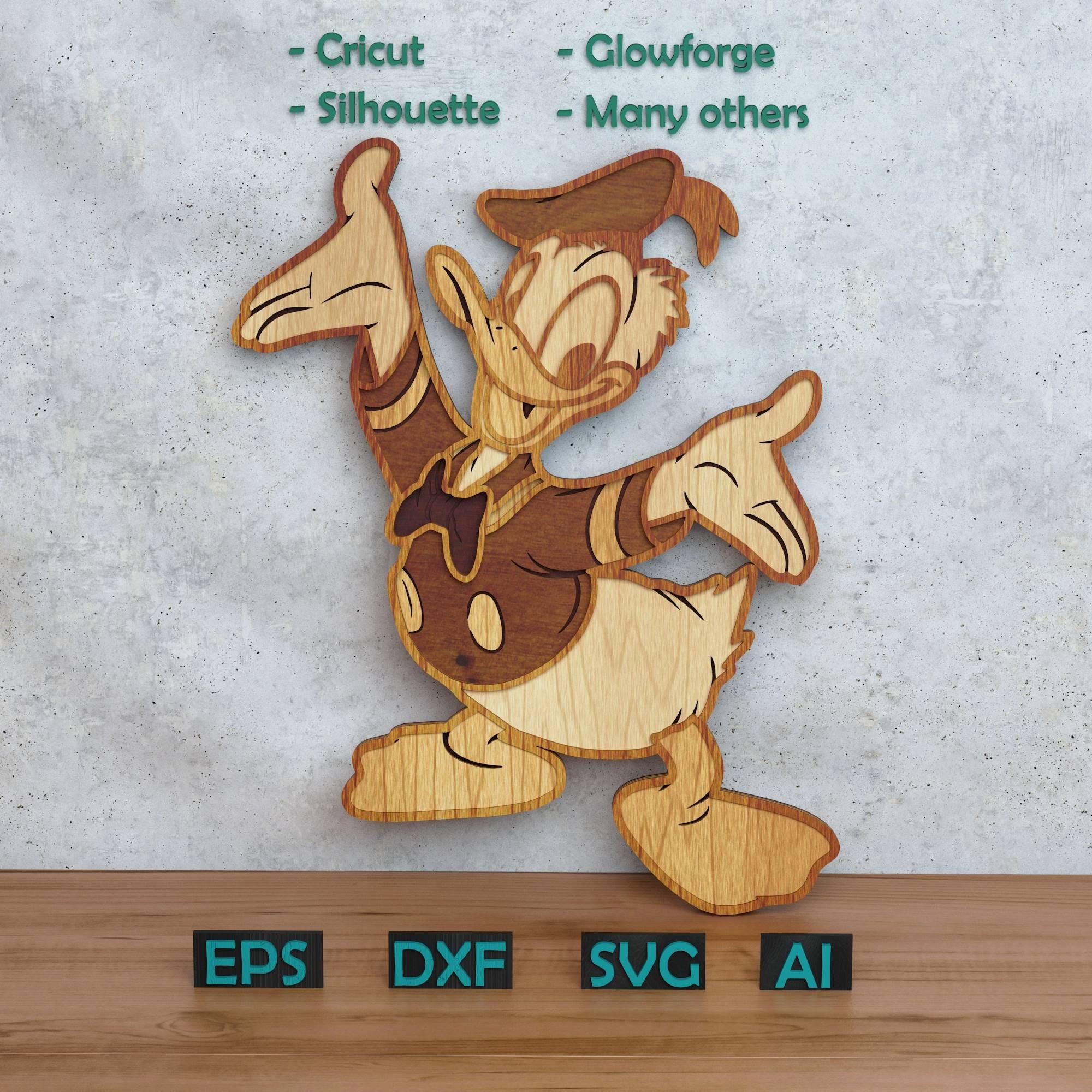 Cartoon Duck Layered Design for Laser and Paper Cutting, Cartoon Donald ...