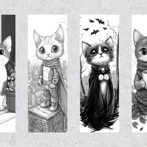 50 Printable Bookmarks for Coloring Kittens, Kitten Digital Download ...