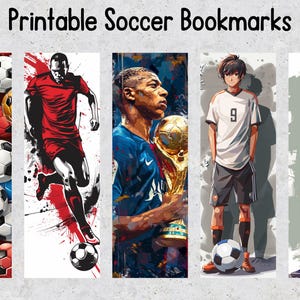 50 Soccer Football Printable Bookmarks, Football Digital Bookmark ...