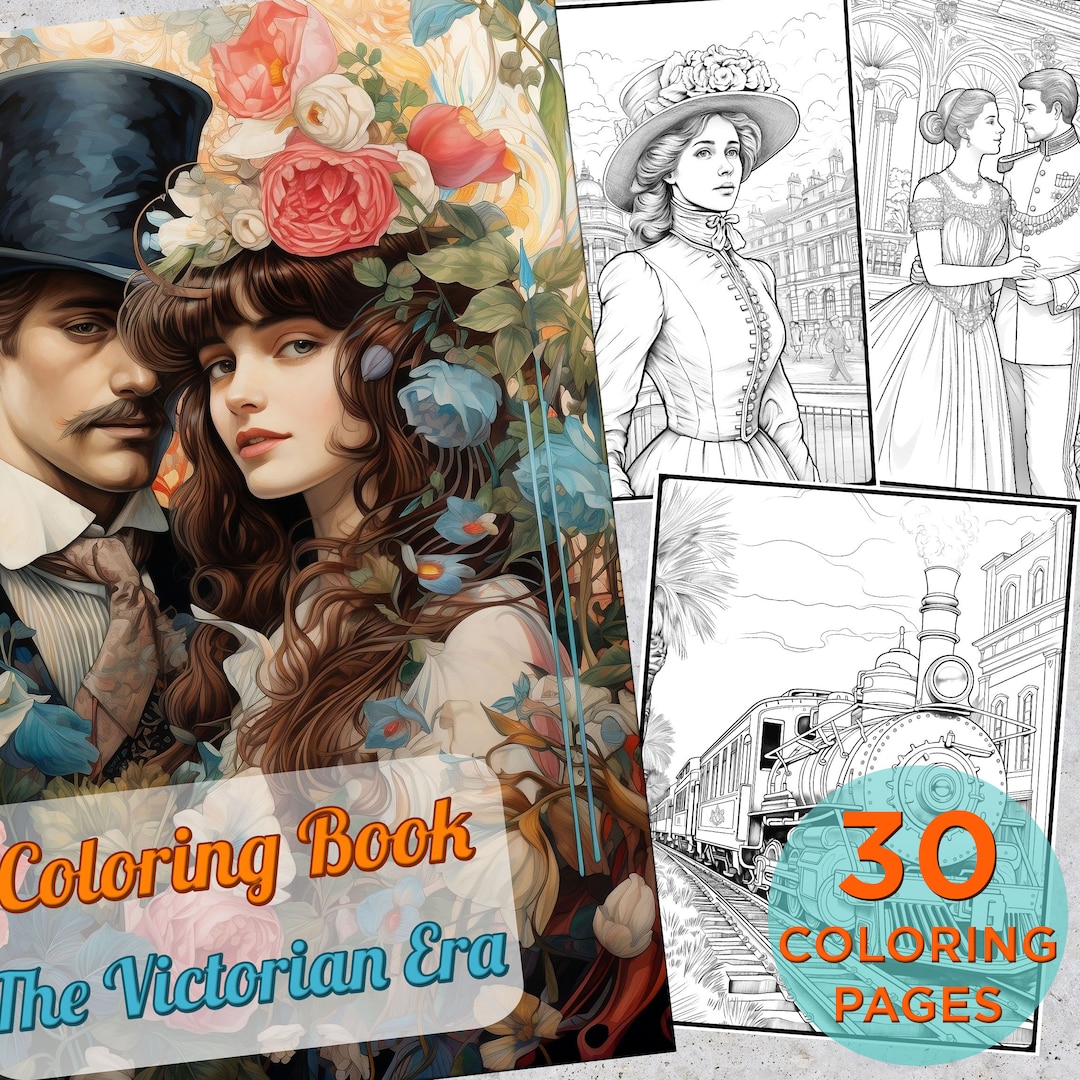 30 Victorian Era Coloring Pages, Victorian Adults Printable Grayscale ...