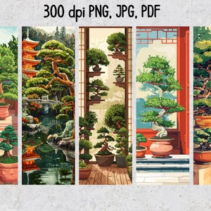 50 Japan Garden Printable Bookmarks, Bonsai Digital Download Bookmark ...