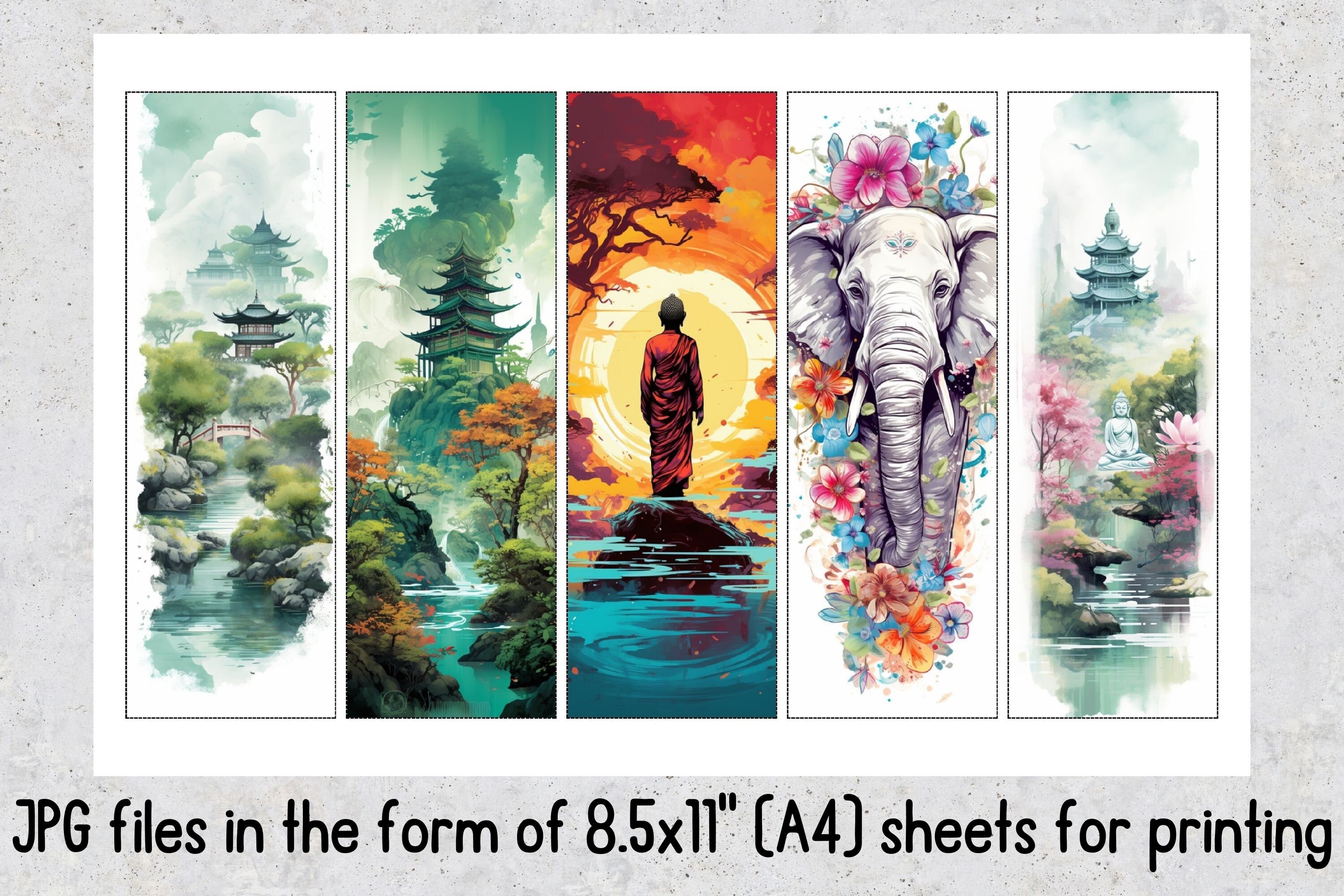50 Buddhist Printable Bookmarks, Buddhism Digital Download Bookmark ...