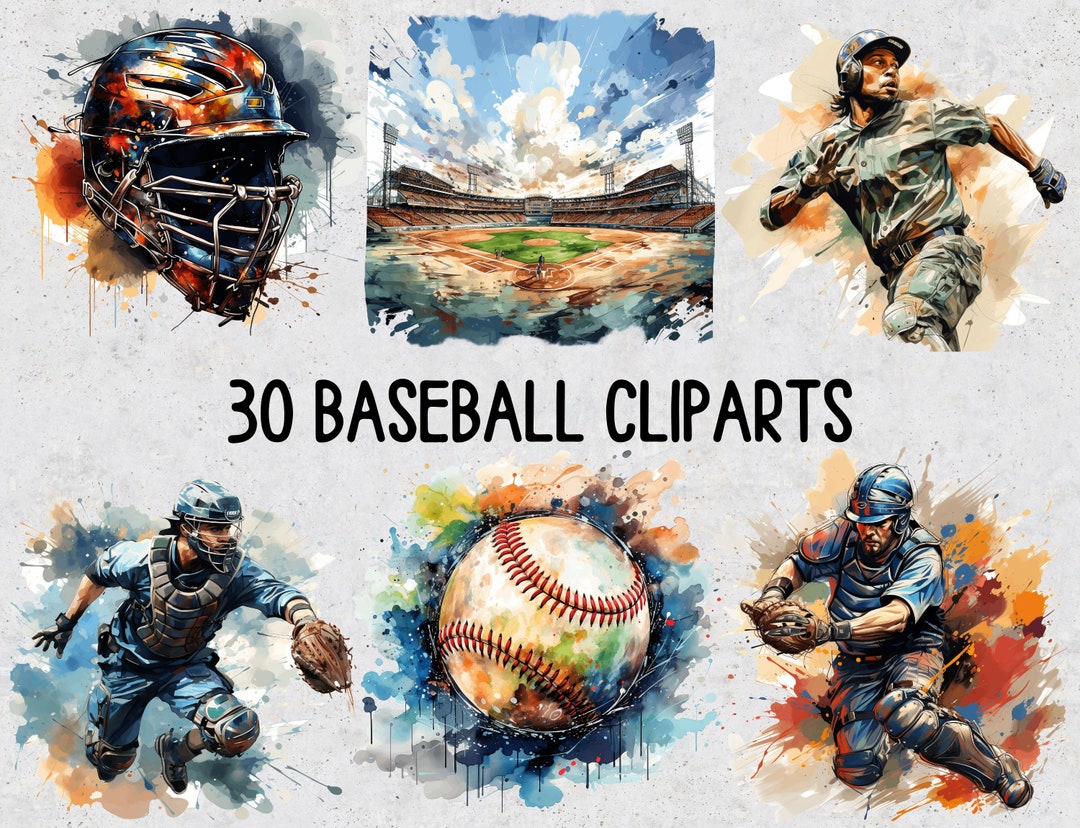 30 Baseball PNG Sublimation Clip Art, Set of Transparent PNG Baseball ...