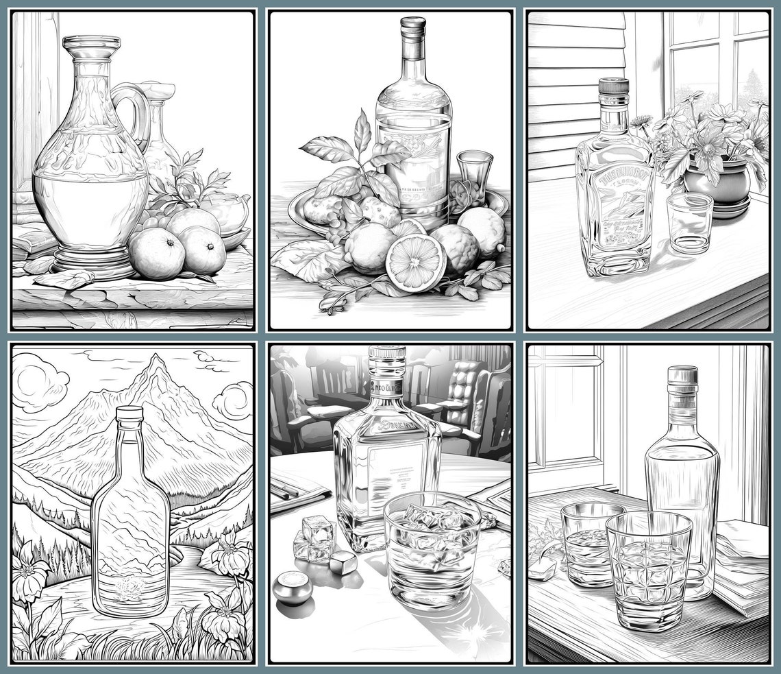 30 Alcohol Coloring Pages, Alcoholic Adults Printable Grayscale ...