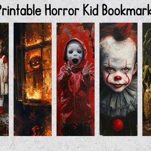 50 Horror Kids Printable Bookmarks, Horror Digital Bookmark Sheets ...