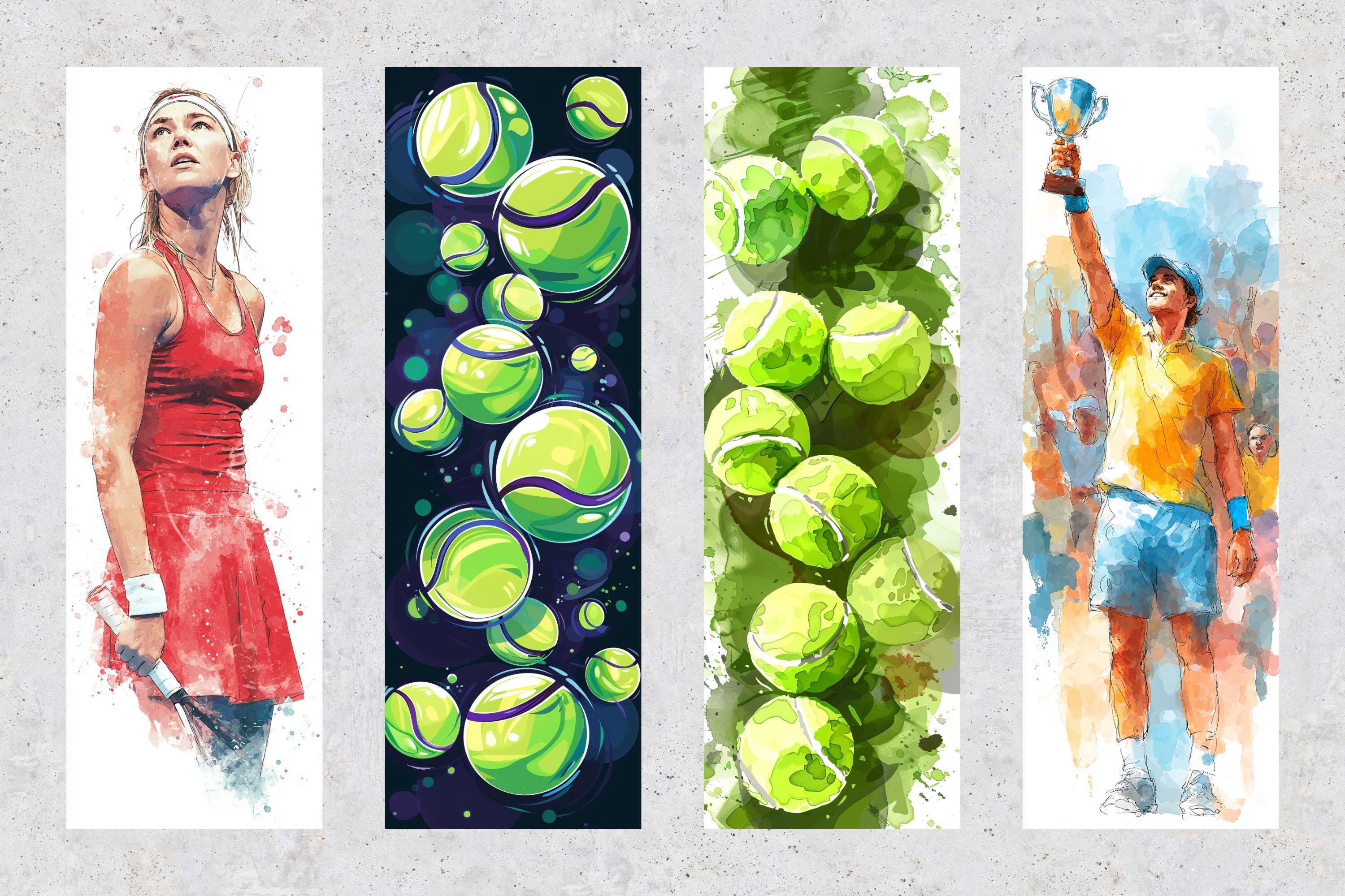 50 Tennis Printable Bookmarks, Tennis Digital Bookmark Sheets, Tennis ...