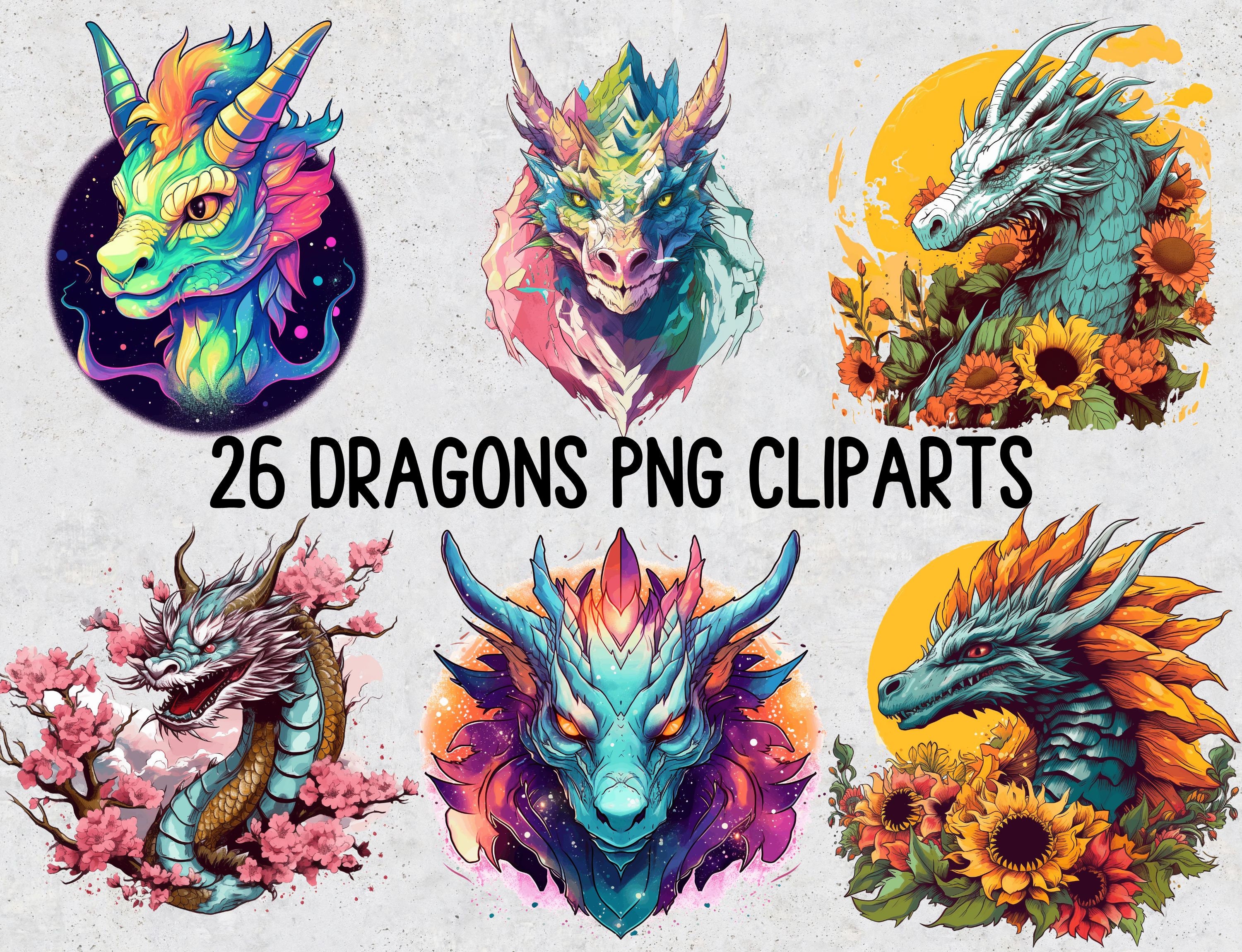 26 Dragons PNG Sublimation Cliparts Watercolor PNG Dragons - Etsy