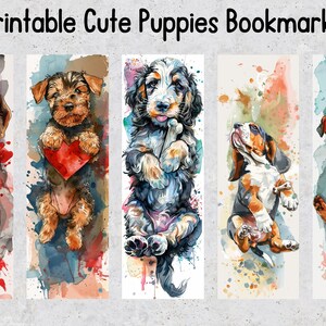 50 Cute Puppies Printable Bookmarks, Dogs Digital Download Bookmark ...