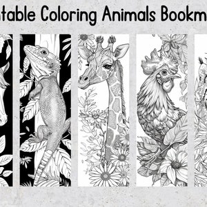 50 Printable Bookmarks for Coloring Animals, Animals Digital Download ...