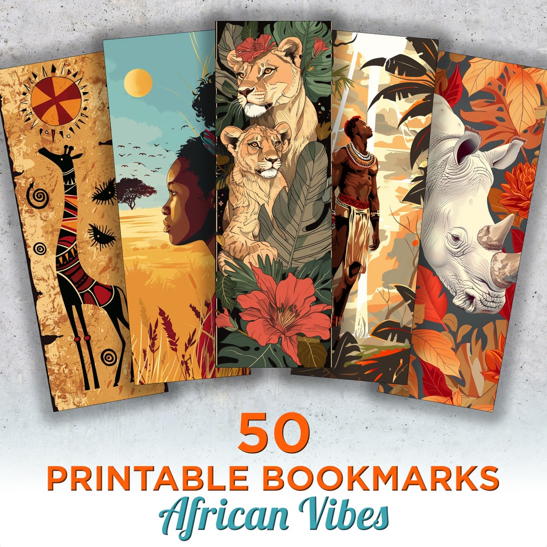 50 African Arts Printable Bookmarks, African Digital Download Bookmark ...