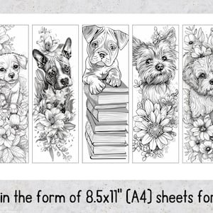 50 Printable Bookmarks for Coloring Dogs, Dogs Digital Download ...