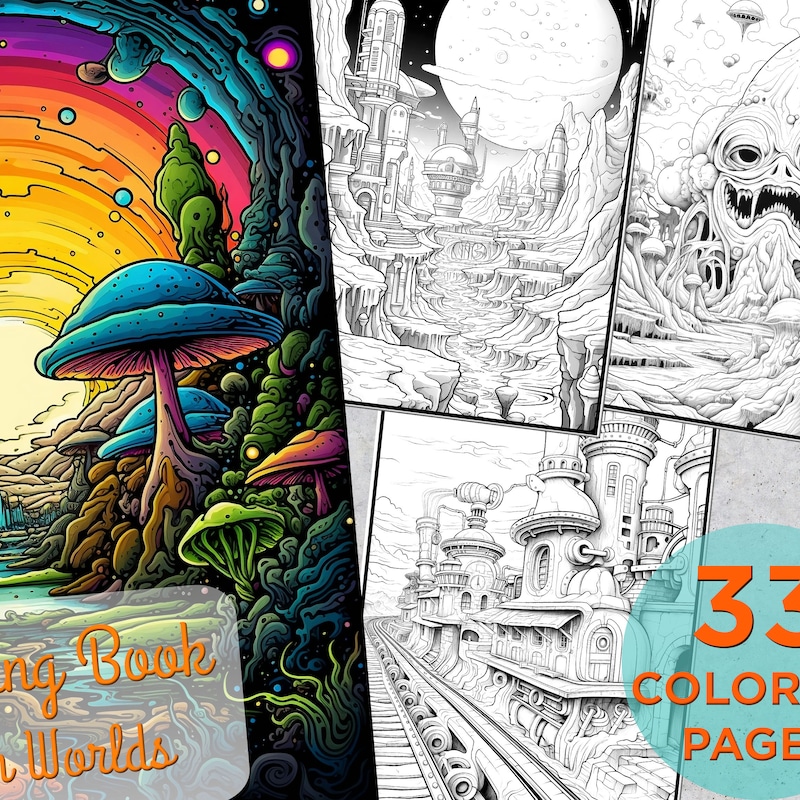 Alien World Coloring Page - Etsy