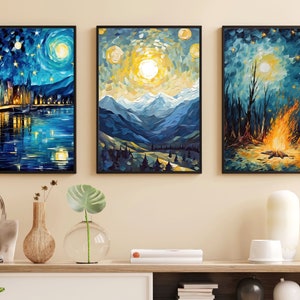Set of 6 Starry Night Printable Wall Arts, Starry Night Printable Art ...
