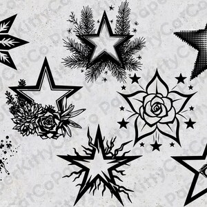 50 Star PNG & SVG Bundle, Stars SVG Silhouettes Sublimation, Stars ...