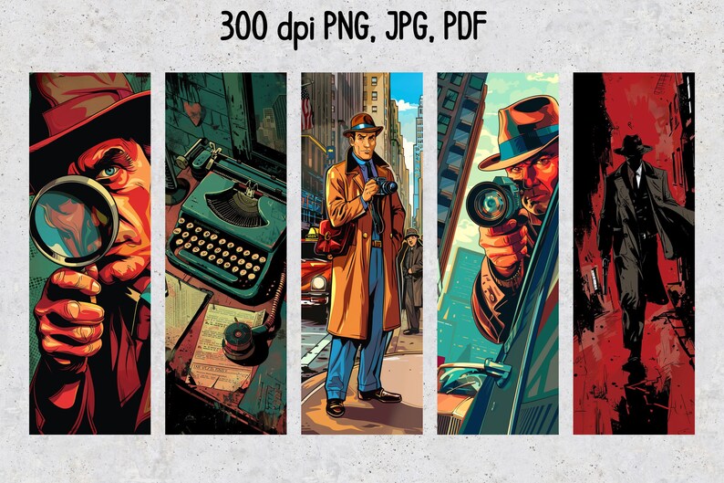 35 Detectives & Spies Printable Bookmarks, Digital Download Bookmark ...