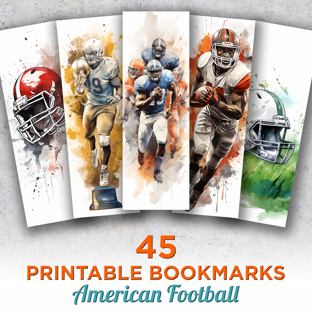 45 American Football Printable Bookmarks, Football Digital Bookmark ...