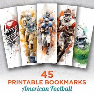 45 American Football Printable Bookmarks, Football Digital Bookmark ...