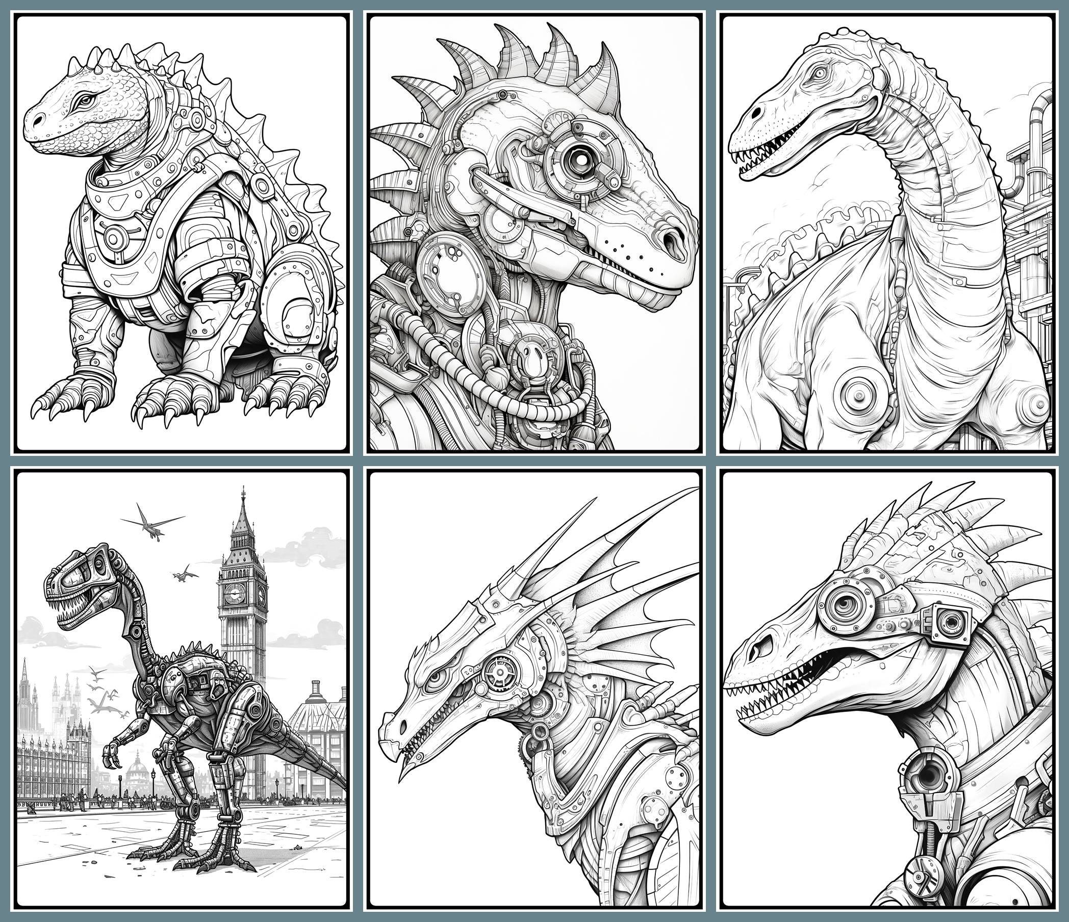 55 Steampunk Dinosaurs Coloring Pages, Printable Dinosaur Coloring ...