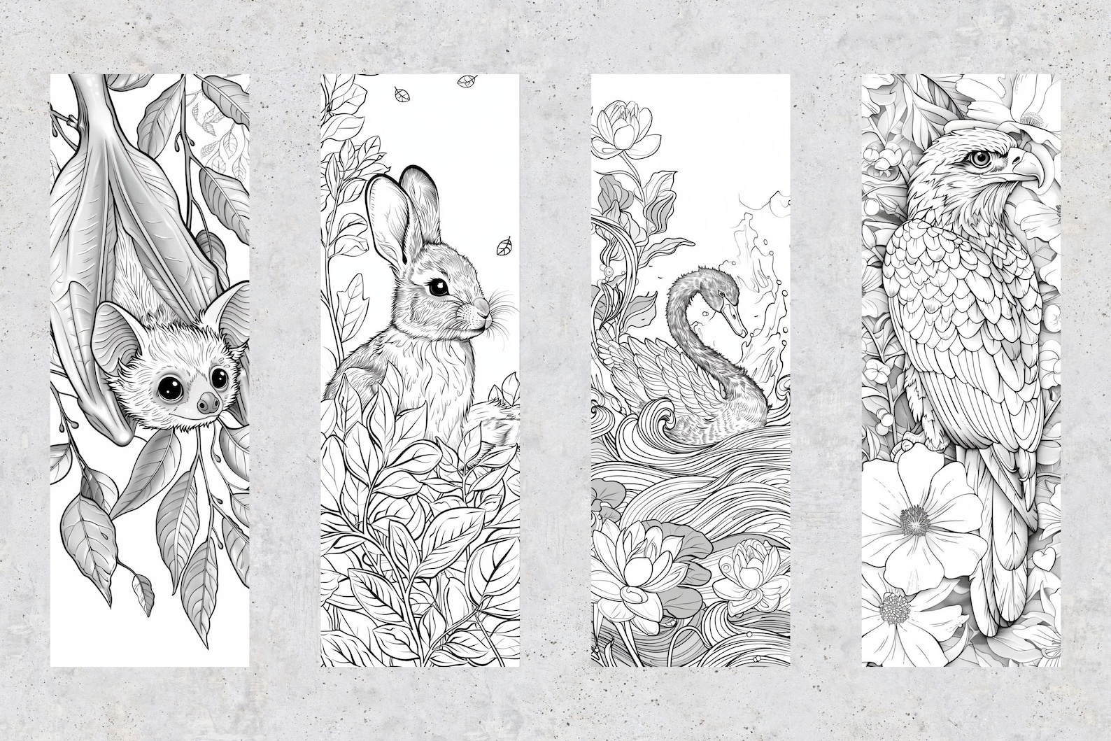 50 Printable Bookmarks for Coloring Animals, Animals Digital Download ...