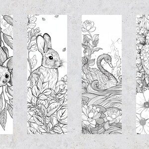 50 Printable Bookmarks for Coloring Animals, Animals Digital Download ...