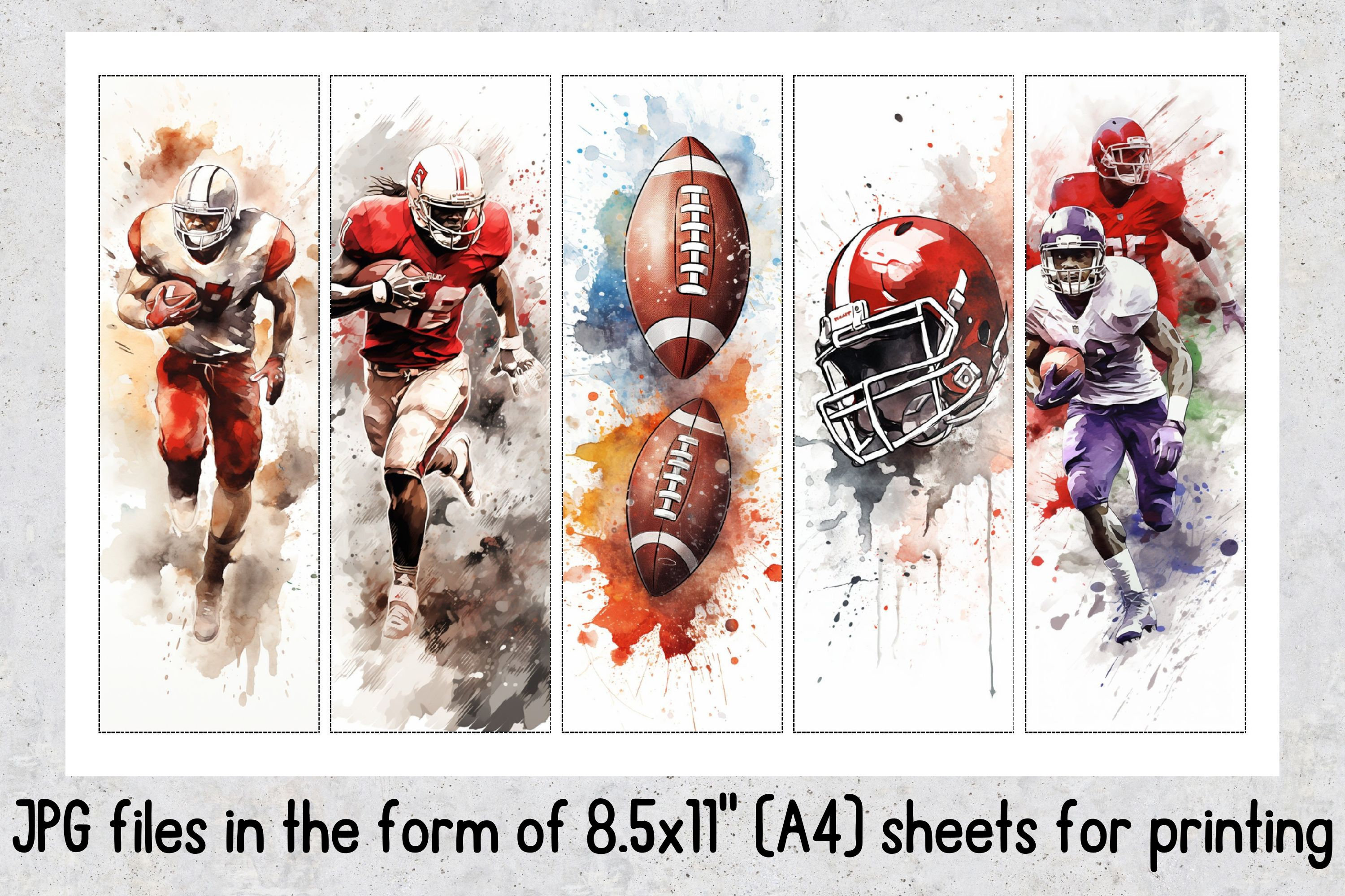 45 American Football Printable Bookmarks, Football Digital Bookmark ...