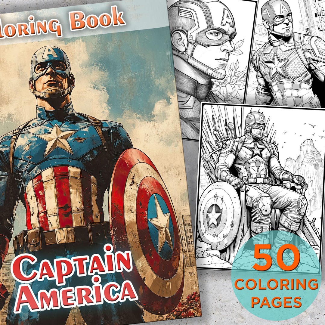 Patriot Superhero 50 Coloring Pages, Hero Printable Grayscale Hero ...