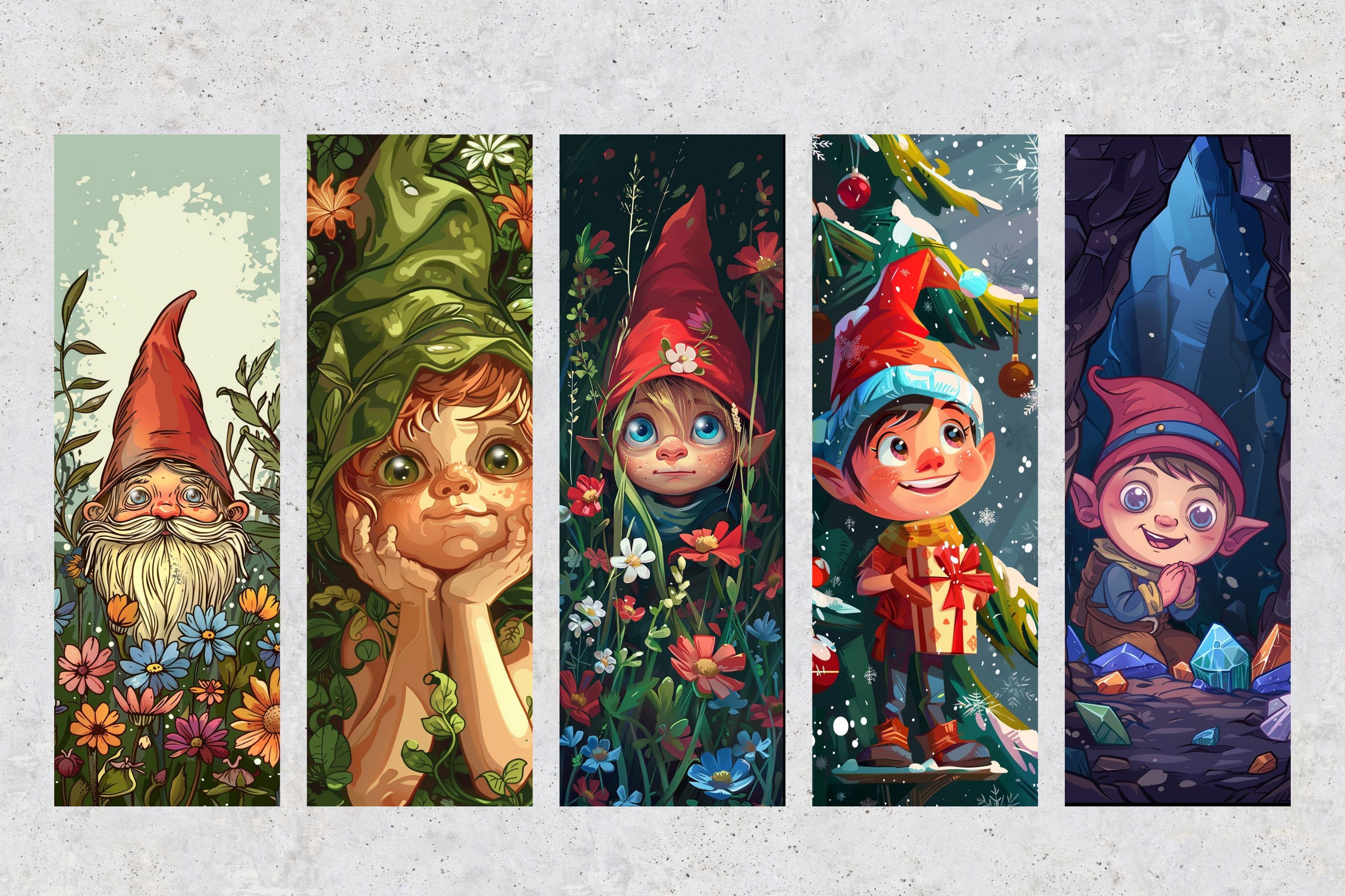 50 Cute Gnome Printable Bookmarks, Cute Gnome Digital Download Bookmark ...