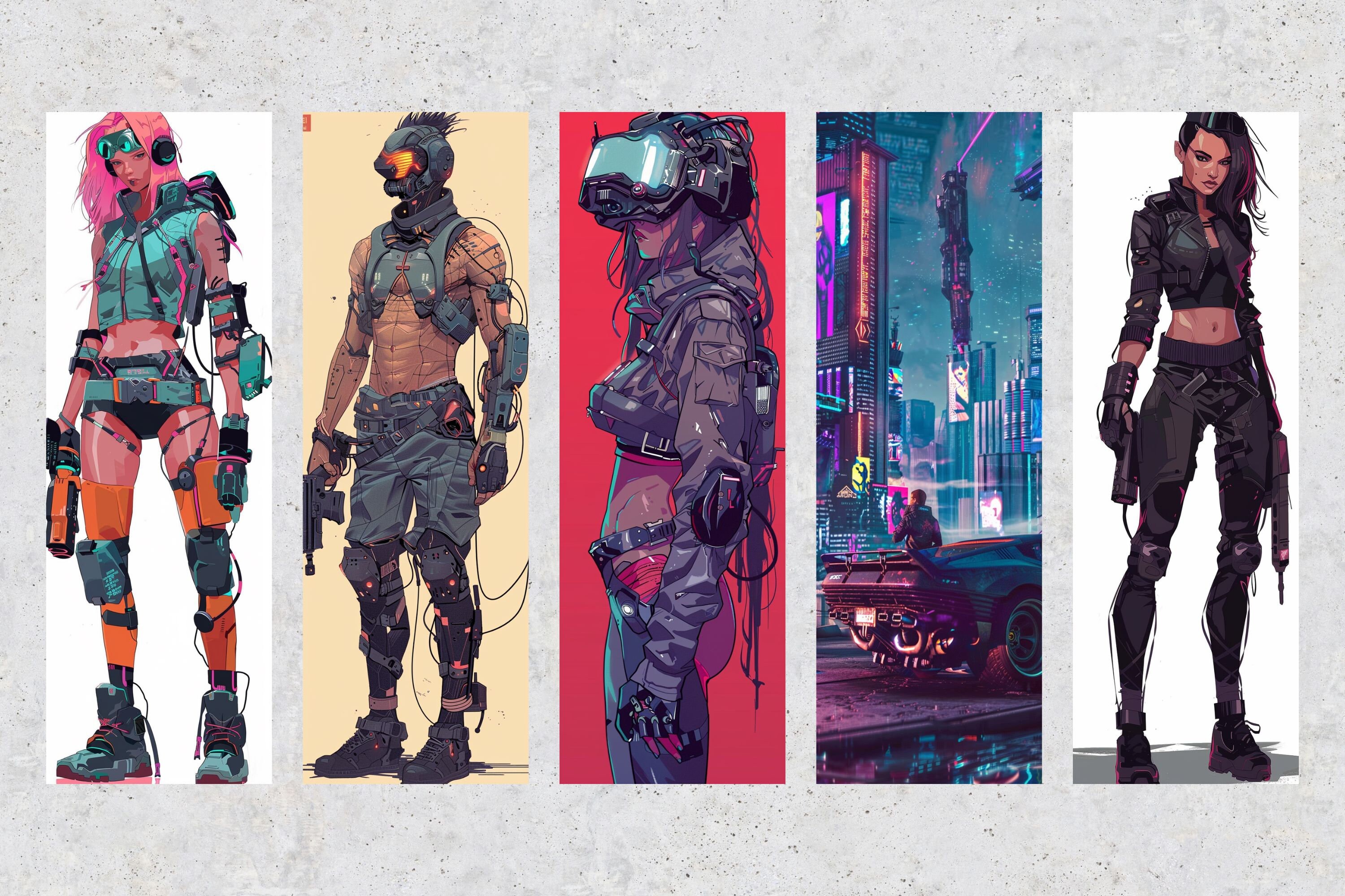 50 Cyberpunk Printable Bookmarks, Cyberpunk Digital Download Bookmark ...