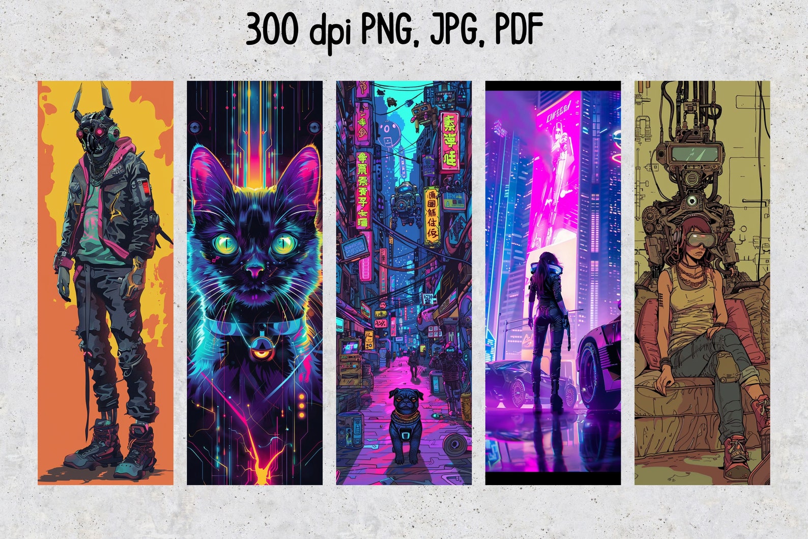 50 Cyberpunk Printable Bookmarks, Cyberpunk Digital Download Bookmark ...