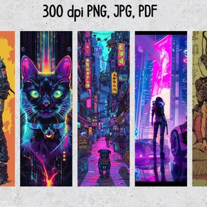 50 Cyberpunk Printable Bookmarks, Cyberpunk Digital Download Bookmark ...
