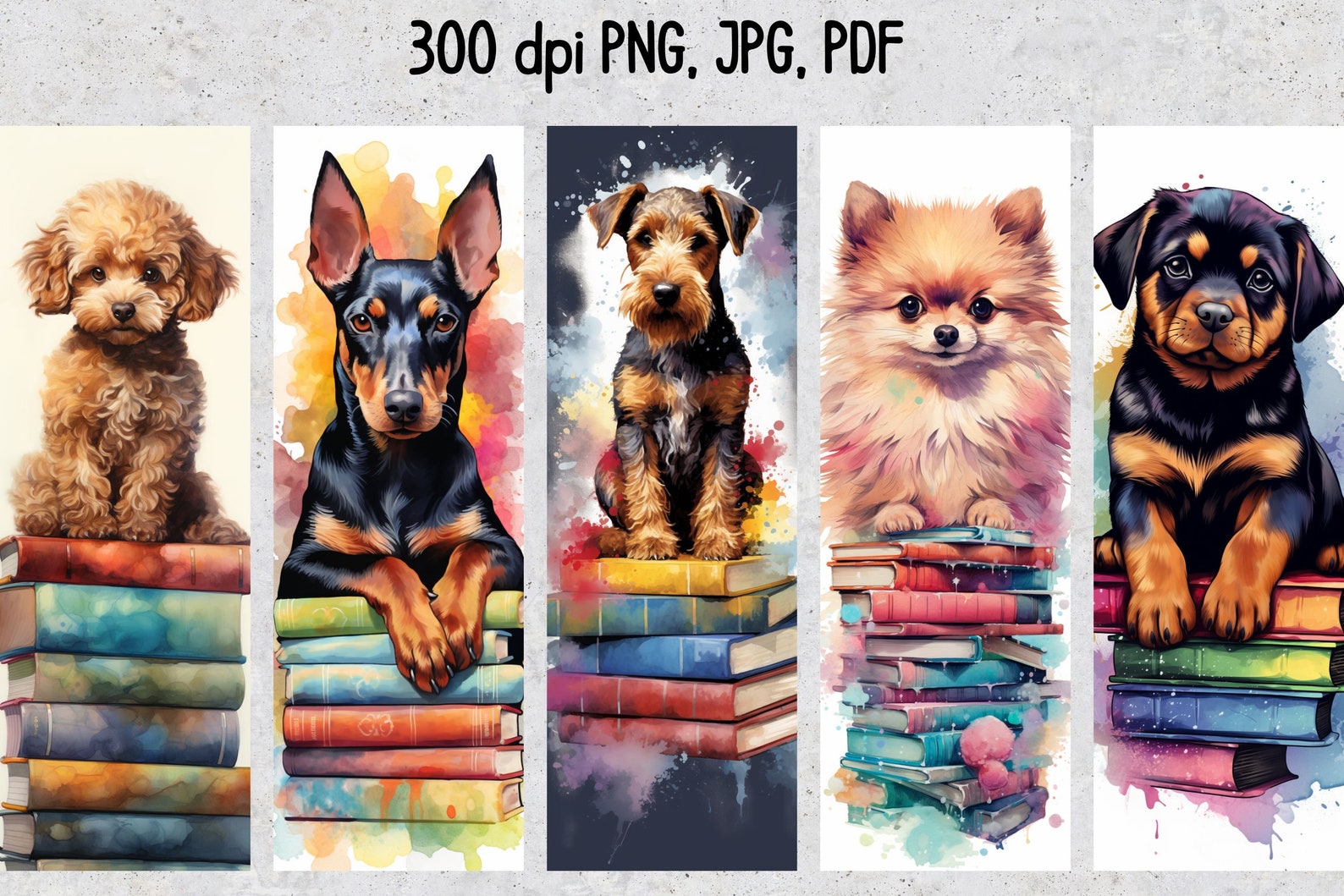 30 Cute Dogs Printable Bookmarks, Dogs Digital Download Bookmark Sheets ...