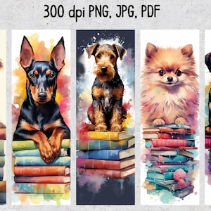 30 Cute Dogs Printable Bookmarks, Dogs Digital Download Bookmark Sheets ...