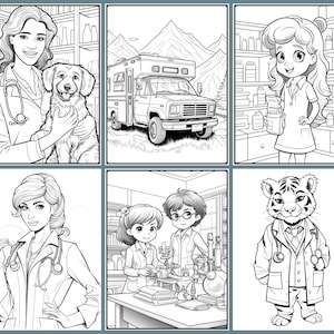 32 Cheerful Medicine Coloring Pages, Children Printable Nurse and ...