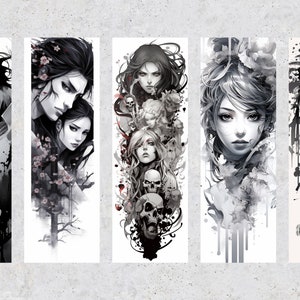 35 Manga Printable Bookmarks, Manga Black and White Digital Bookmark ...