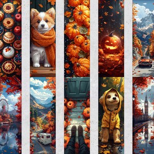 50 Autumn Printable Bookmarks, Autumn Digital Download Bookmark Sheets ...
