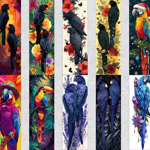 50 Parrot Printable Bookmarks, Parrot Digital Download Bookmark Sheets ...