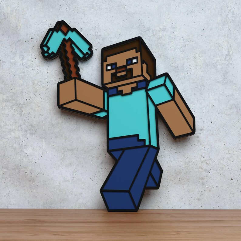 Blocky Game Guy Layered Design for Laser and Paper Cutting, Blocky Game ...