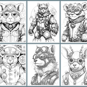 30 Steampunk Animals Coloring Pages, Steampunk Adults Printable ...