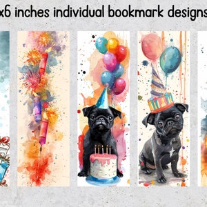 50 Birthday Printable Bookmarks, Birthday Digital Bookmark Sheets ...