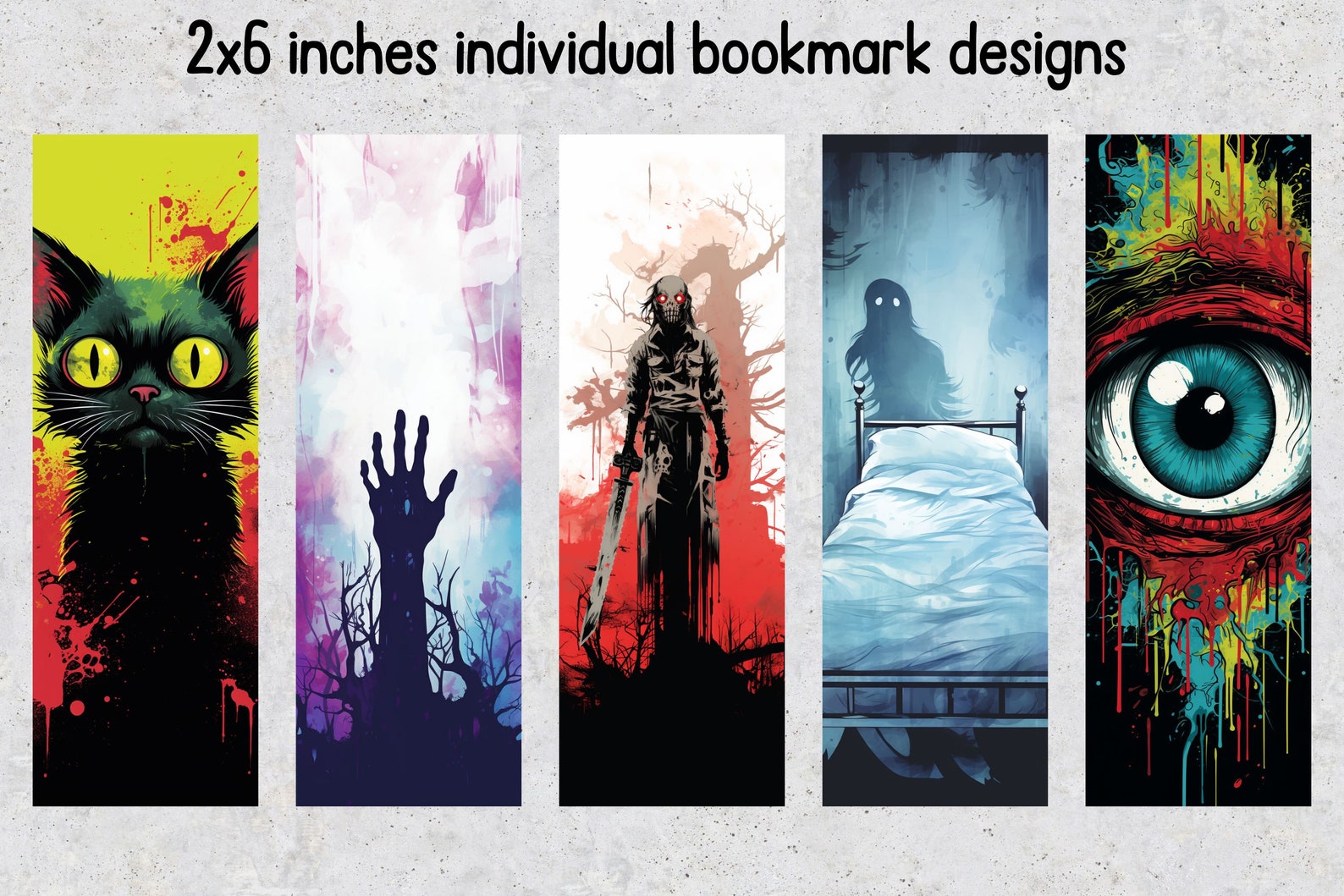 45 Horror Printable Bookmarks, Horror Digital Bookmark Sheets, Horror ...