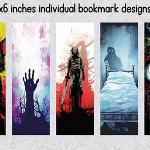 45 Horror Printable Bookmarks, Horror Digital Bookmark Sheets, Horror ...