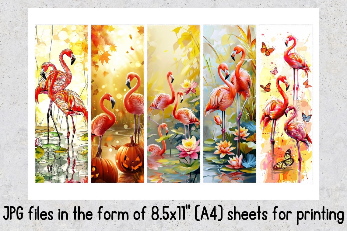 55 Flamingo Printable Bookmarks, Flamingo Digital Download Bookmark ...