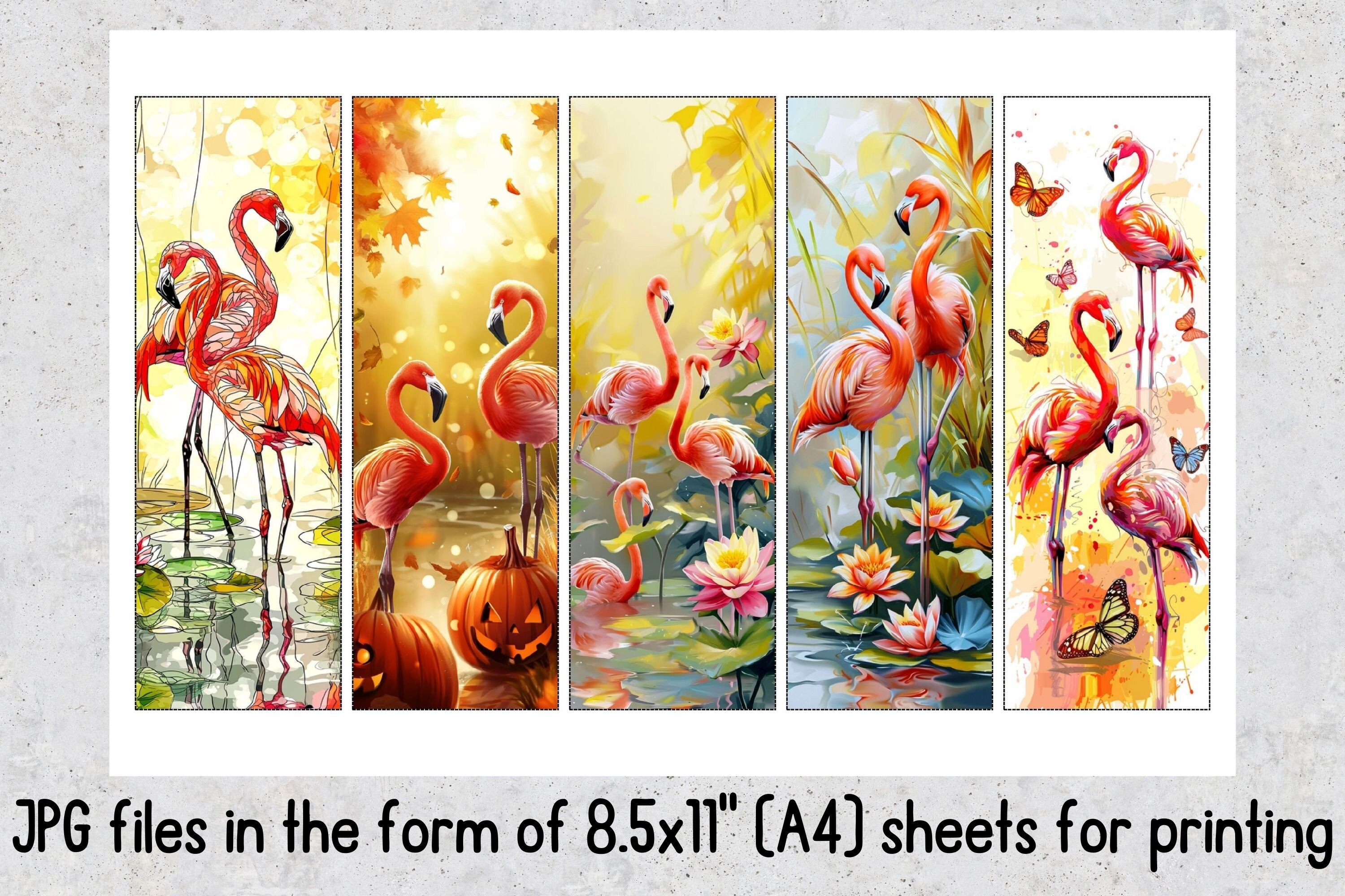 55 Flamingo Printable Bookmarks, Flamingo Digital Download Bookmark ...