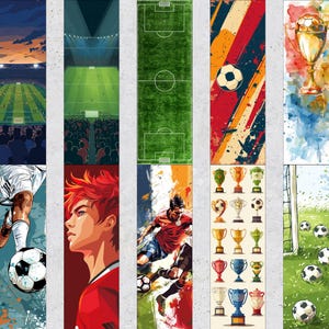 50 Soccer Football Printable Bookmarks, Football Digital Bookmark ...