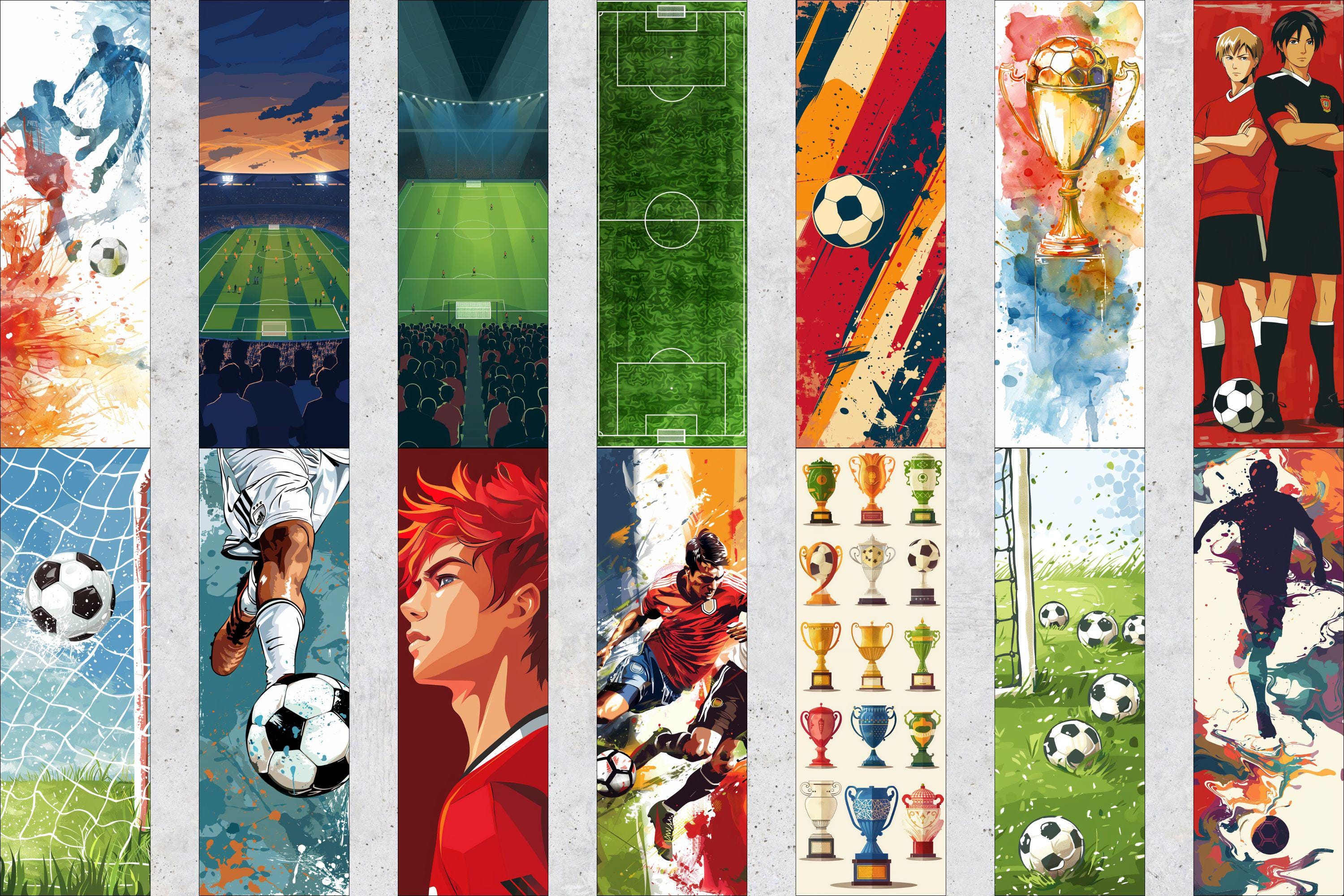 50 Soccer Football Printable Bookmarks, Football Digital Bookmark ...