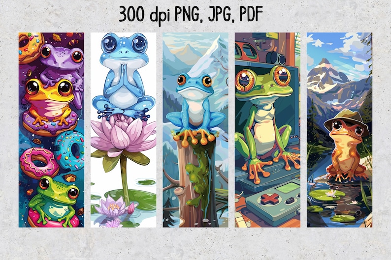 50 Frog Printable Bookmarks, Frog Digital Download Bookmark Sheets ...