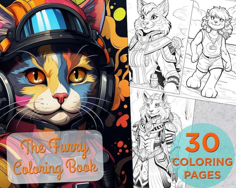 30 Furry Coloring Pages Adults Printable Coloring Page With - Etsy
