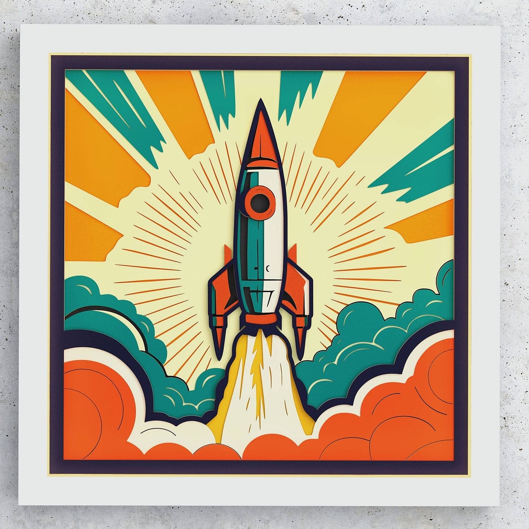 Space Launch Shadow Box, Rocket SVG Layered Design for Cricut ...