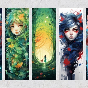 40 Anime Printable Bookmarks, Anime Digital Download Bookmark Sheets ...